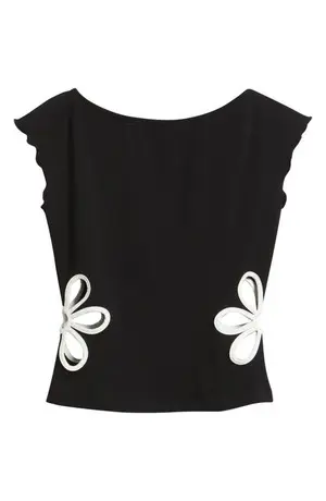 Princess Polly Currents Flower Cutout Cotton Blend Top