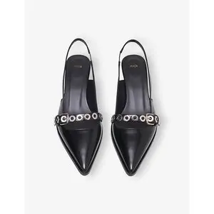 Maje Eyelet-embellished Leather Slingbacks