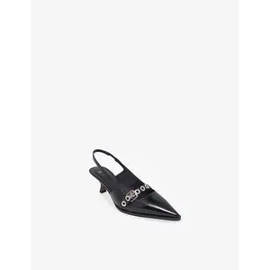 Maje Eyelet-embellished Leather Slingbacks