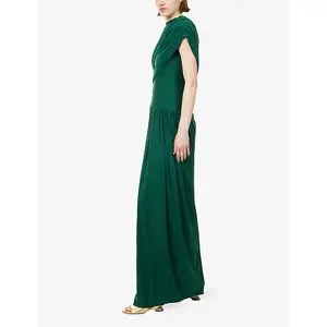 DEME Jasmine" Draped Stretch-woven Maxi Dress - Emerald Green