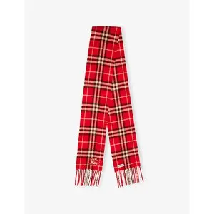 Burberry Narrow Check-pattern Cashmere Scarf - Crayon Red
