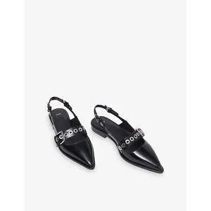 Maje Eyelet-embellished Leather Slingback Flats