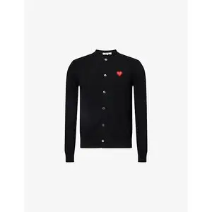 Play Comme Des Garcon Heart Crewneck Wool Cardigan