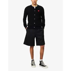 Play Comme Des Garcon Heart Crewneck Wool Cardigan