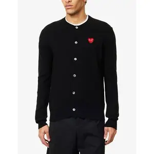 Play Comme Des Garcon Heart Crewneck Wool Cardigan