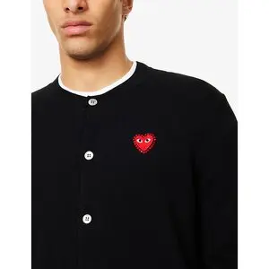 Play Comme Des Garcon Heart Crewneck Wool Cardigan