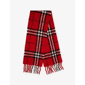 Burberry Check-pattern Wool-blend Scarf - Post Red