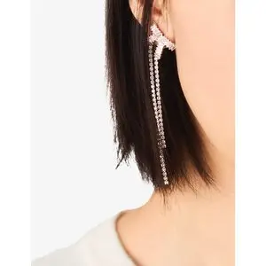 Maje Bow Rhinestone-embellished Drop Earrings