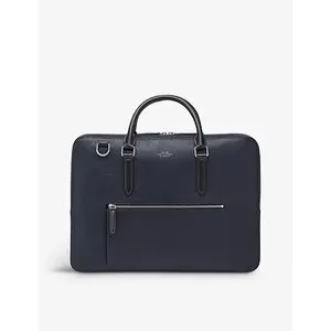 Smythson Ludlow Logo-embossed Leather Briefcase - Navy