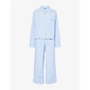 Polo Ralph Lauren Classic Stripe Cotton Pyjama Set - White Cloud X Hydrangea