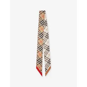 Burberry Check Print Silk Scarf - Sand