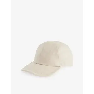 Eleventy Linen-blend Cap With Suede Trim - Sabbia E Sabbia