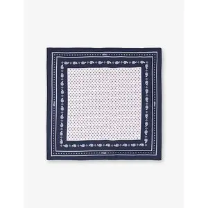 Maje Bandana-print Silk-twill Scarf - Navy Polka Dot Bandana