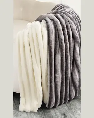 LYLA GRANT Faux Chinchilla Throw, 60" X 72 - Gray