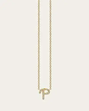 SYDNEY EVAN 14k Diamond Pave Initial Pendant Necklace Init P