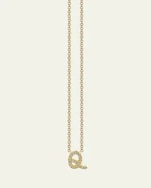 SYDNEY EVAN 14k Diamond Pave Initial Pendant Necklace Init Q