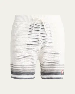Casablanca Crochet Drawstring Shorts - White Gr