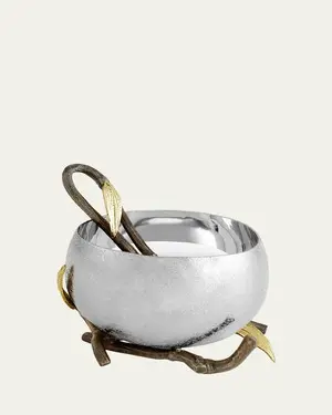 Michael Aram Zen Garden Nut Bowl With Spoon - Silver