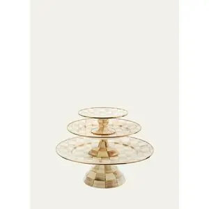 MACKENZIE-CHILDS Mocha Check Mini Pedestal Platter