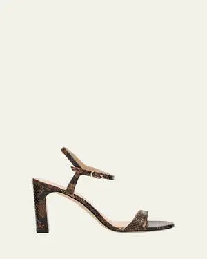 STUART WEITZMAN Babette Snake-Embossed Sandals - Espresso