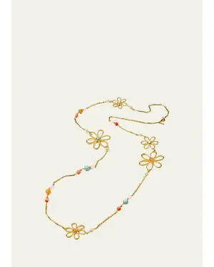 BEN-AMUN Flower And Bead Long Necklace