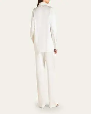 Olivia Von Halle Bacall Straight-leg Silk Pajama Set