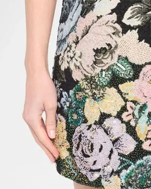 Kobi Halperin Ana Beaded Floral Jacquard Mini Skirt - Multi