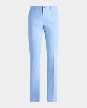 Etro Tonal Paisley Stretch Cotton Pants - Azzurro