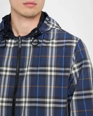Burberry Check Hooded Zip-up Jacket