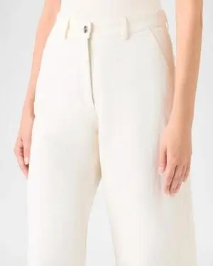 Akris Finn Cotton-linen Gabardine Wide-leg Pants - Ecru