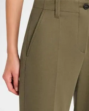 Brunello Cucinelli Linen-blend Twill Kickflare Cigarette Pants - Tea Leaf