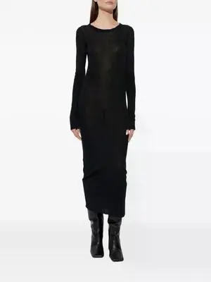 Rick Owens Long-sleeve Midi Dress - Black