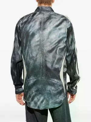 DIESEL® Printed Viscose Shirt With Front Zip Closure - Grey