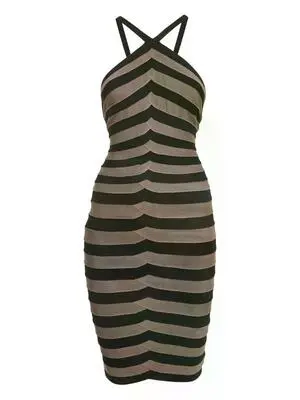 Herve Leger Striped Midi Dress