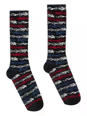 Palm Angels Jacquard Flames Socks - Black