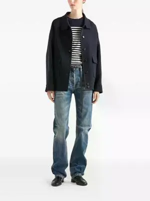 Prada Striped Ribbed Knit Sweater - Blue