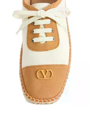 Valentino Garavani Palm Avenue Espadrilles In Canvas And Buffalo - Neutrals