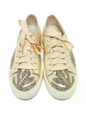 Santoni Embellished Leather Sneakers