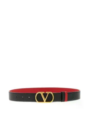 Valentino Garavani Vlogo Signature Reversible Leather Belt - Black