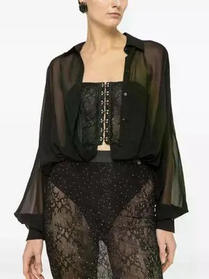 NISSA Lace Corset With Shirt Overlay