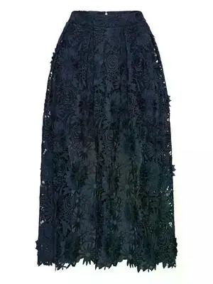 ROTATE BY BIRGER CHRISTENSEN Floral Lace A-line Midi Skirt - Blue