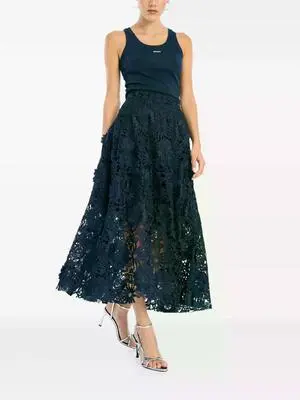 ROTATE BY BIRGER CHRISTENSEN Floral Lace A-line Midi Skirt - Blue