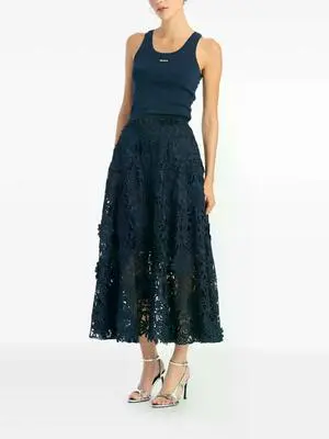 ROTATE BY BIRGER CHRISTENSEN Floral Lace A-line Midi Skirt - Blue