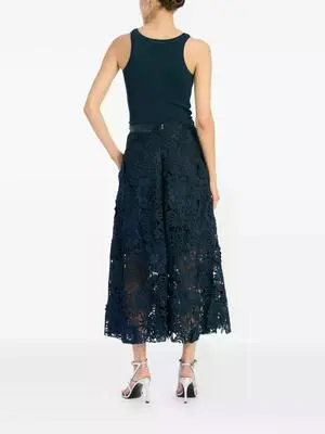 ROTATE BY BIRGER CHRISTENSEN Floral Lace A-line Midi Skirt - Blue