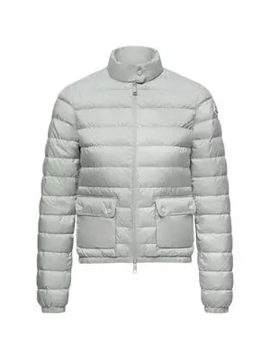 Moncler Quilted Jacket With Logo Patch Grey