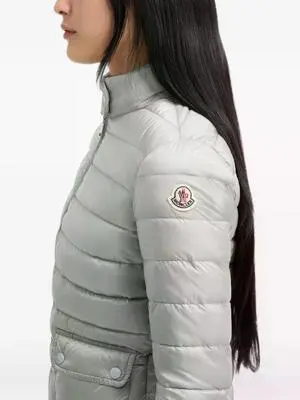 Moncler Quilted Jacket With Logo Patch - Grey