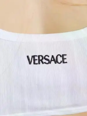 Versace Logo-embroidered Bra - Neutrals