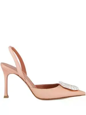 Amina Muaddi Camelia Crystal-embellished Slingback Pumps - Pink