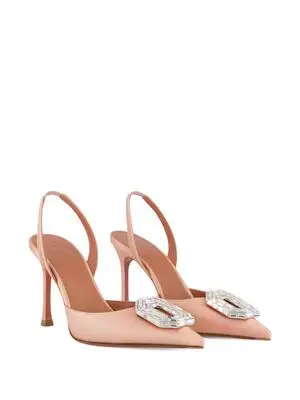 Amina Muaddi Camelia Crystal-embellished Slingback Pumps - Pink