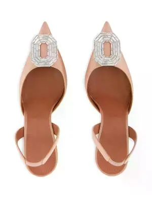 Amina Muaddi Camelia Crystal-embellished Slingback Pumps - Pink